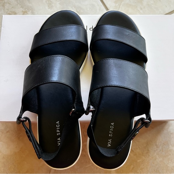 Via Spiga | Shoes | Via Spiga Black Leather Sandals | Poshmark